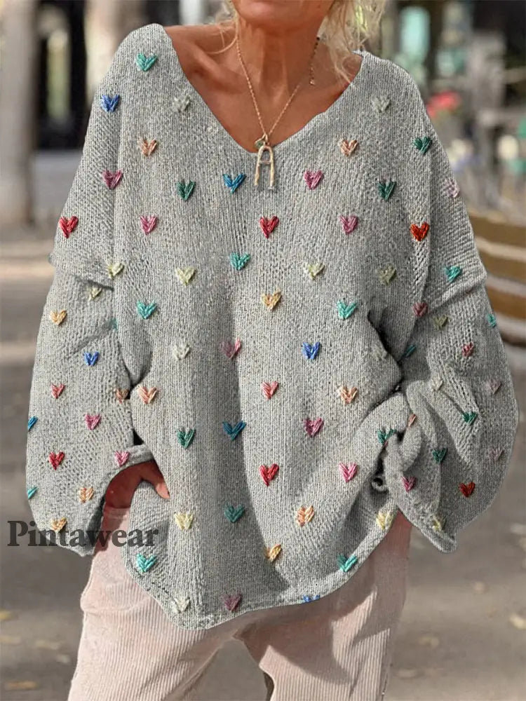 Retro Boho Floral Corazón Imprimir Vintage Loose Chic V-cuello de mang ...
